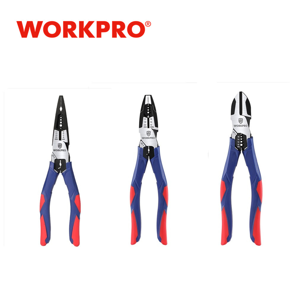 WORKPRO 8 inch Universal Wire Cutter Diagonal Pliers Crimping Pliers ...