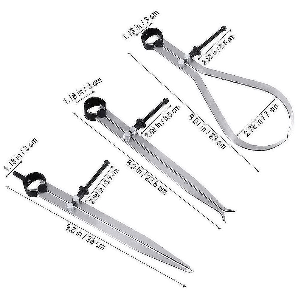 3PCS 4/6/8INCH Spring Inside Outside Divider Caliper Set Measures 8 ...