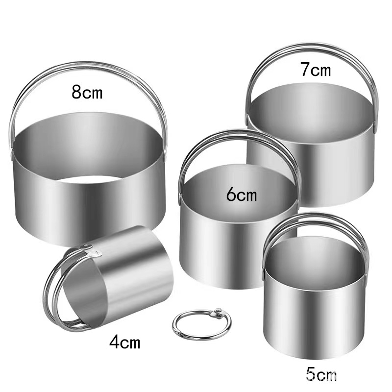 5pcs Square/Round Cookie Cutter Set Stainless Steel Cookie Cutter with ...