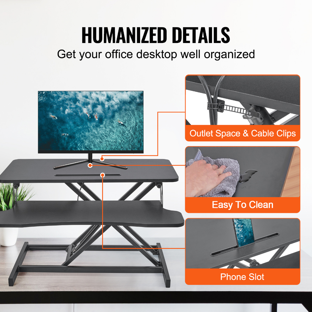 32 Inch Adjustable Sitting Standing Convertible Desk Workstation Riser ...