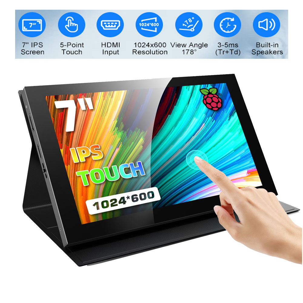 7 inch IPS Screen 1024x600 Touchscreen Portable Monitor with USB C Mini ...