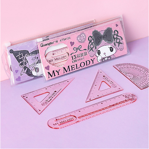 Sanrio Gothic Melody and kuromi 15cm ruler set of four Melody wave ...