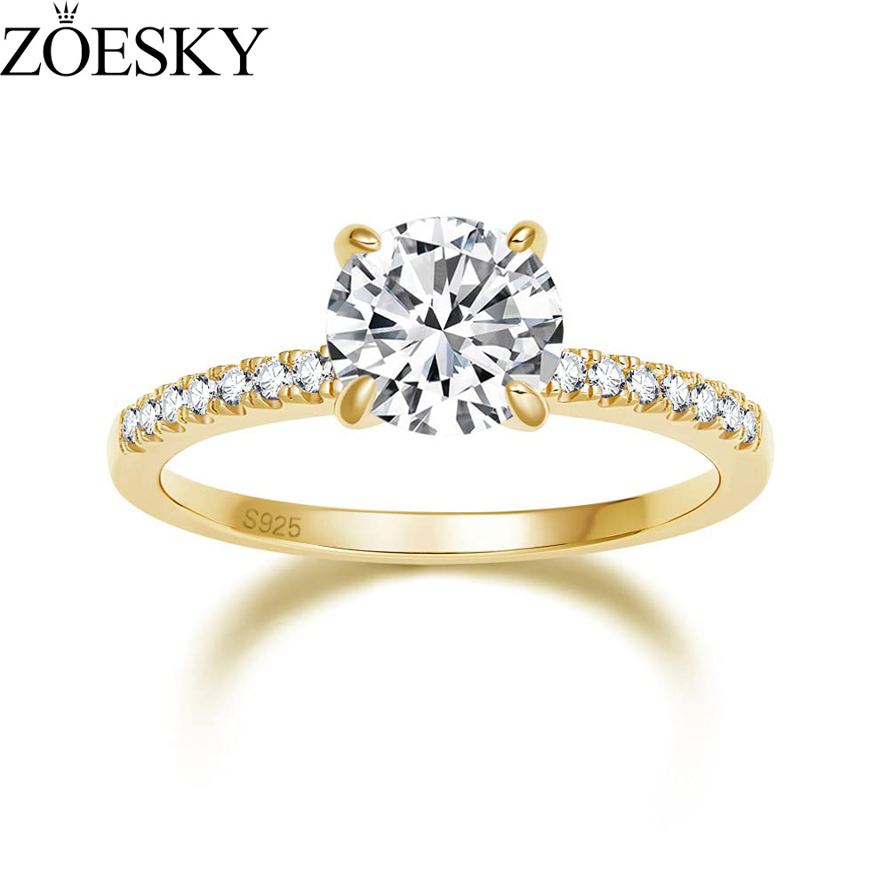 ZOESKY 925 Sterling Silver Halo Promise Ring 1.25 CT Round Solitaire ...