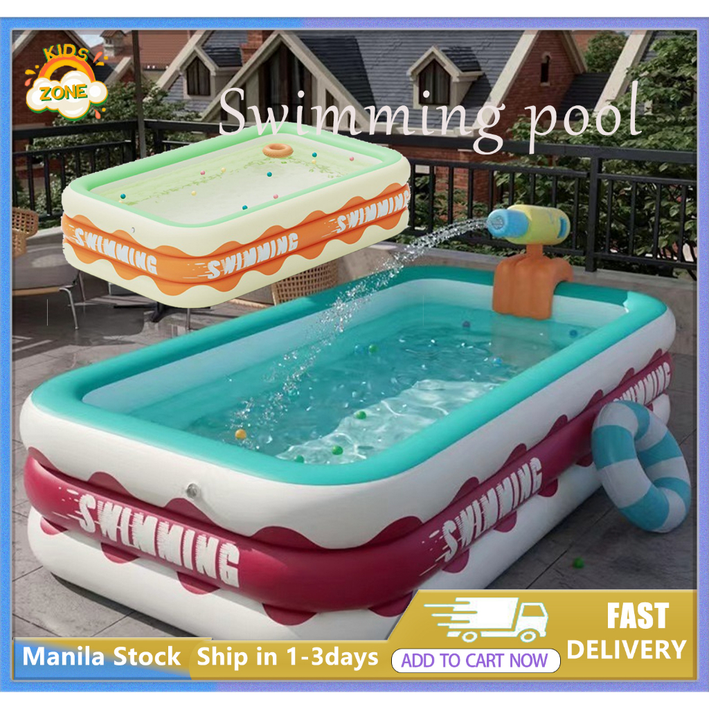 KIDS ZONE Swimming Pool for Adult Baby PVC Foldable Thickened Three ...