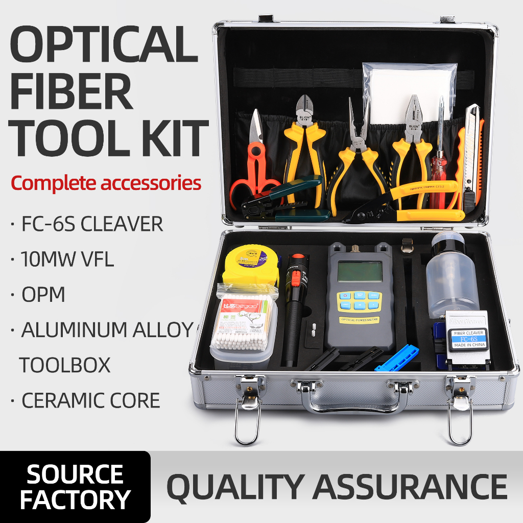 Fiber Optic Kit Tool box with FC-6S Fiber Cleaver and Optical Power ...