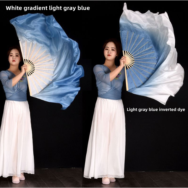 1 PCS Dance Fan With Double-Sided Light Gray Blue Gradient Dance Fan ...