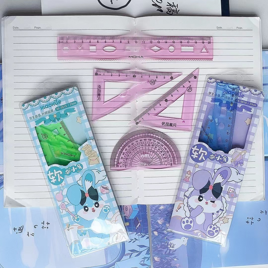 4-piece Flexible Ruler for Students Drawing Straight Ruler Triangle Set ...