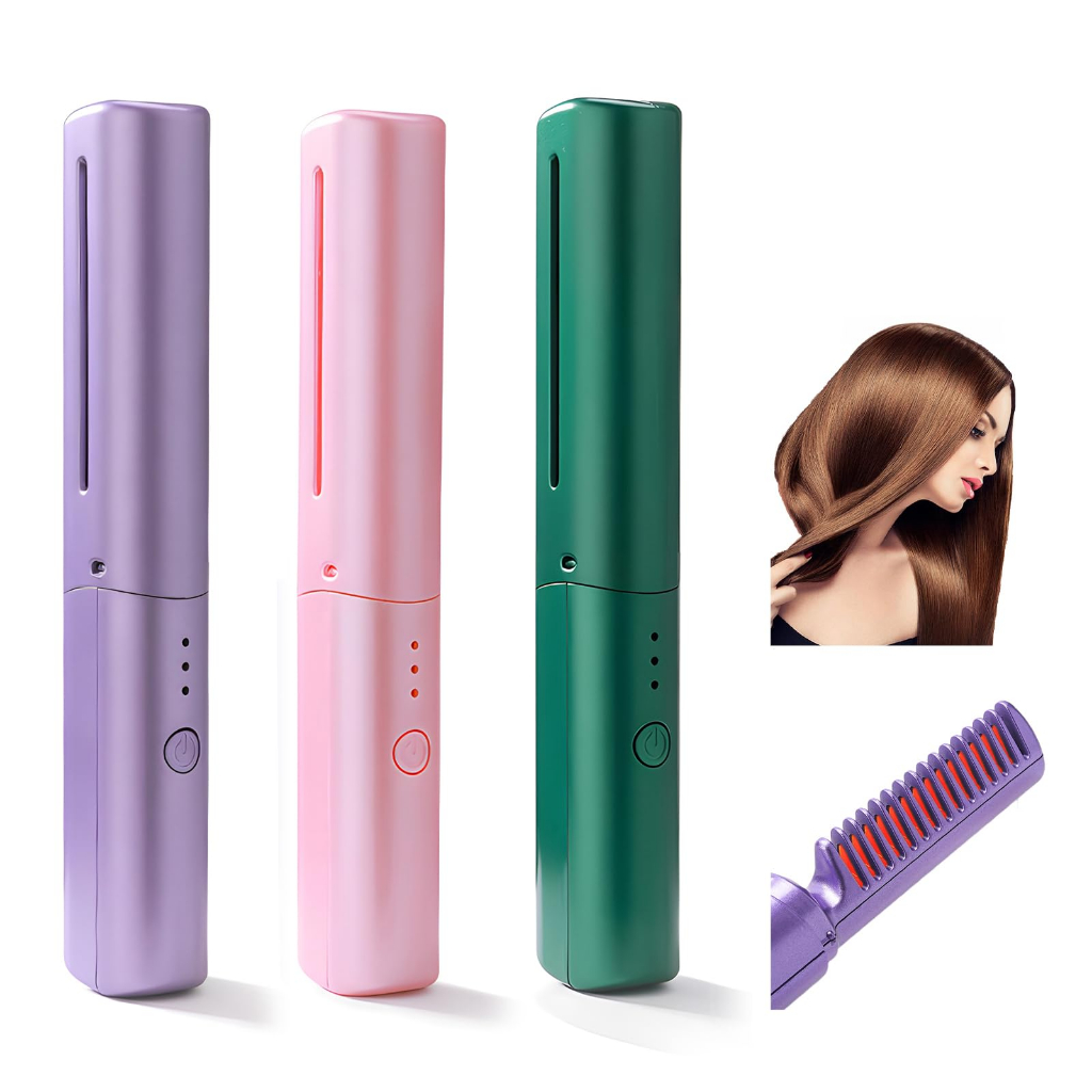 Hair Hot Comb Metal Ceramic Heating Element Wireless Straightening