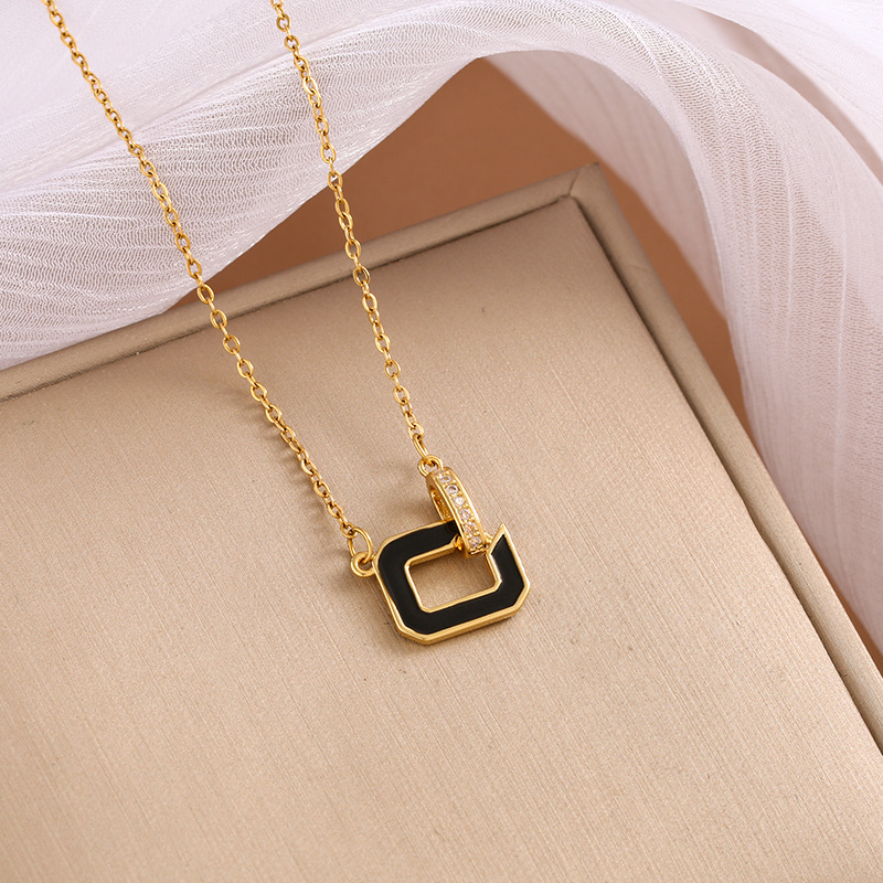 Individuality Art Design Letter Q Necklace Female Luxury Titanium Steel ...