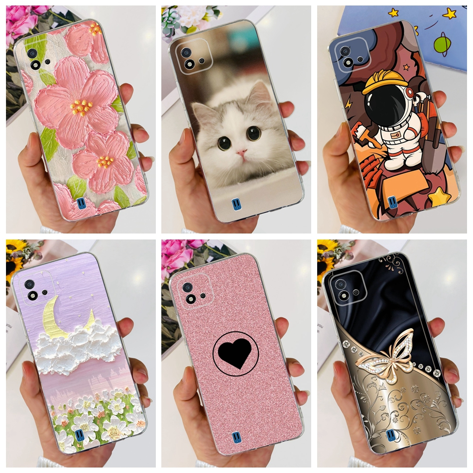 For Realme C11 (2021) RMX3231 / RealmeC11 2020 RMX2185 Case Cute Flower ...