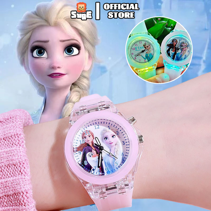 SUGE watch for kids girls Frozen Princess Elsa Sophia Luminous Student ...