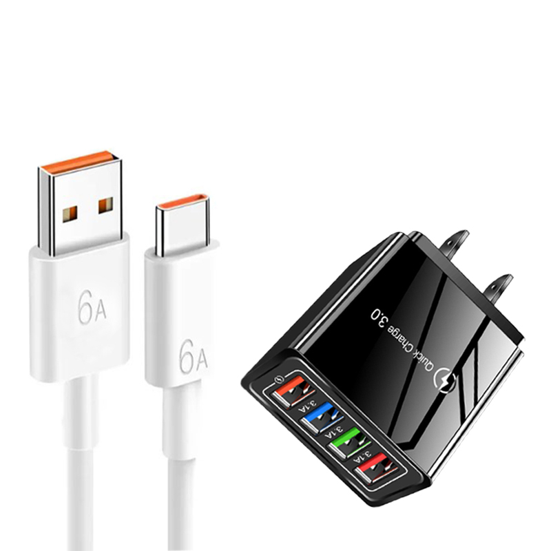 4 USB Fast Charger Multiple Ports Phone Charger Adapter US Plug ...