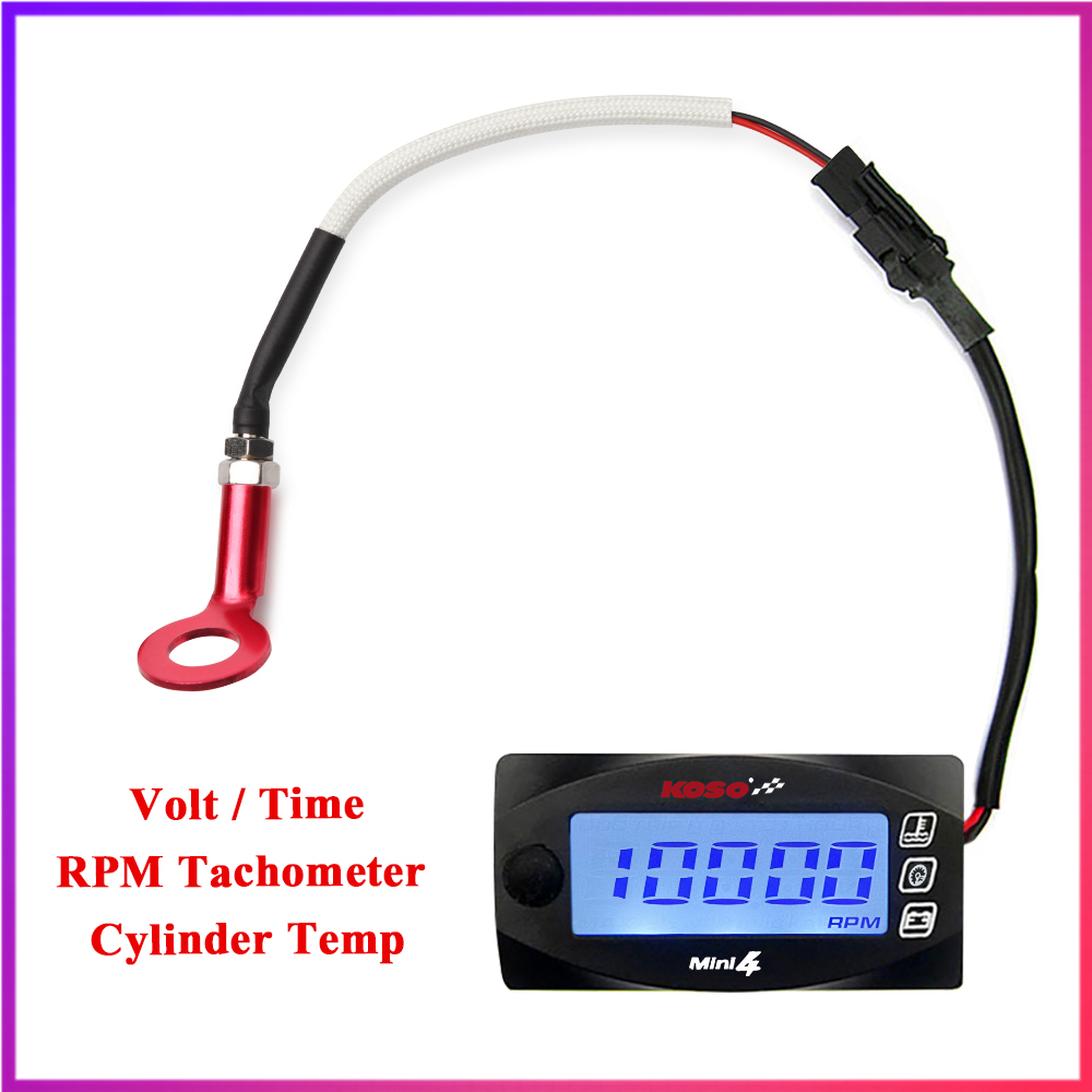 Motorcycle KOSO Mini 4 Tachometer RPM Meter Cylinder Head Temperature ...