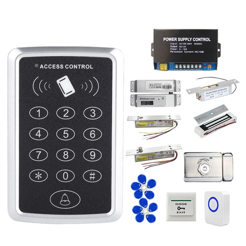 125Khz Door Access Control Kits RFID Keypad + 5A Power Supply + 180KG Electric Magnetic Strike ...