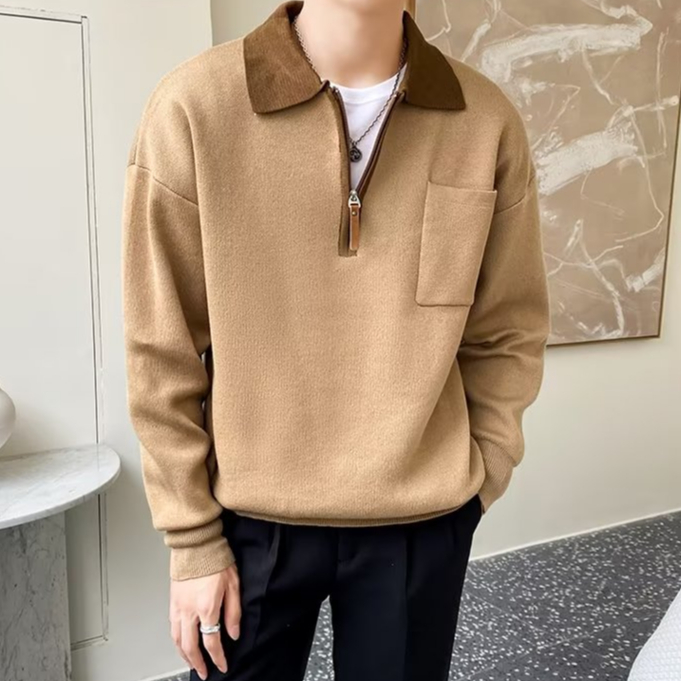 【Knitting】Korean Polo For Men Casual Polo Shirt For Men Vintage Polo ...