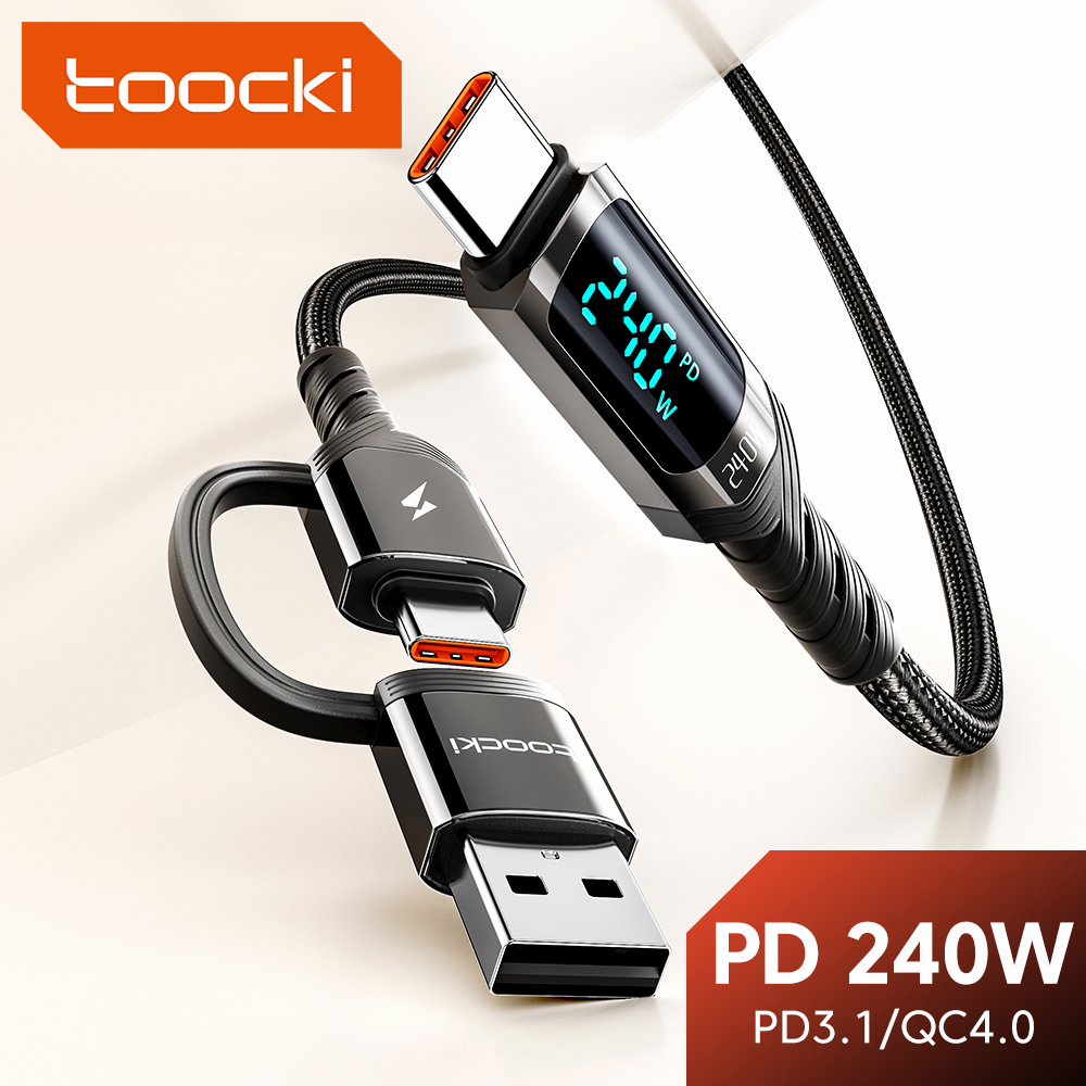 Toocki 240W 2-In-1 Fast Charging Cable PD3.1 QC4.0 USB Type C to Type C ...