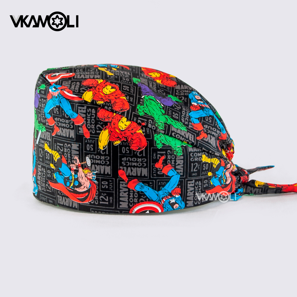 Animation Marvel printing dental scrub cap Cartoon Animation Cotton ...