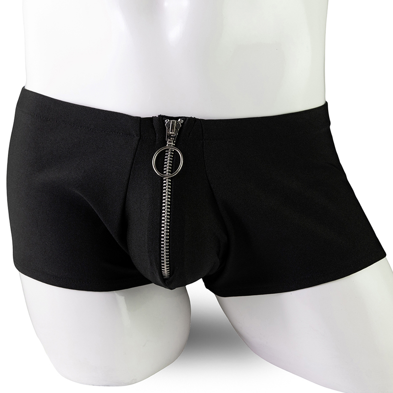 Men Boxer Sexy Front Zipper Crotch Panties Low Rise Breathable ...