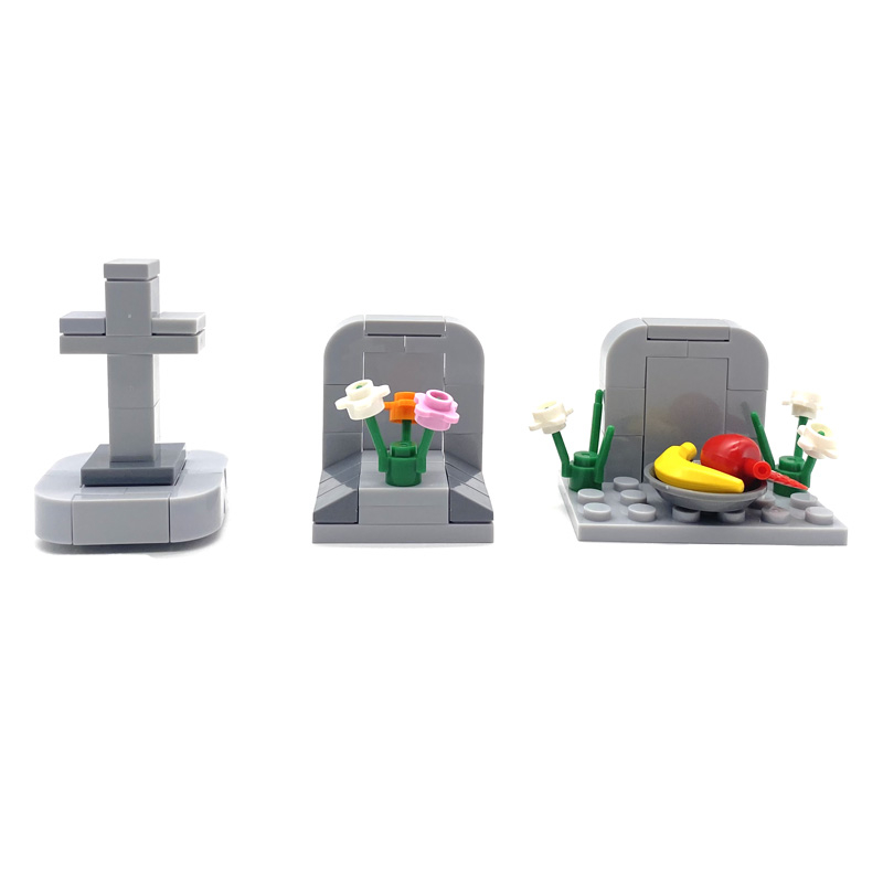 Halloween MOC Cemetery Building Blocks Pumpkin Figures Wall Tombstone ...