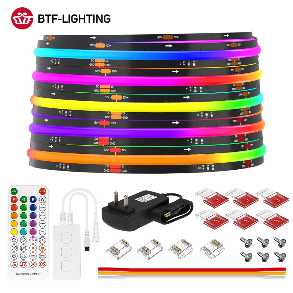 5m Smart Bluetooth SPI FCOB RGB LED Strip Kit 630LEDs/m WS2811 RGBIC ...
