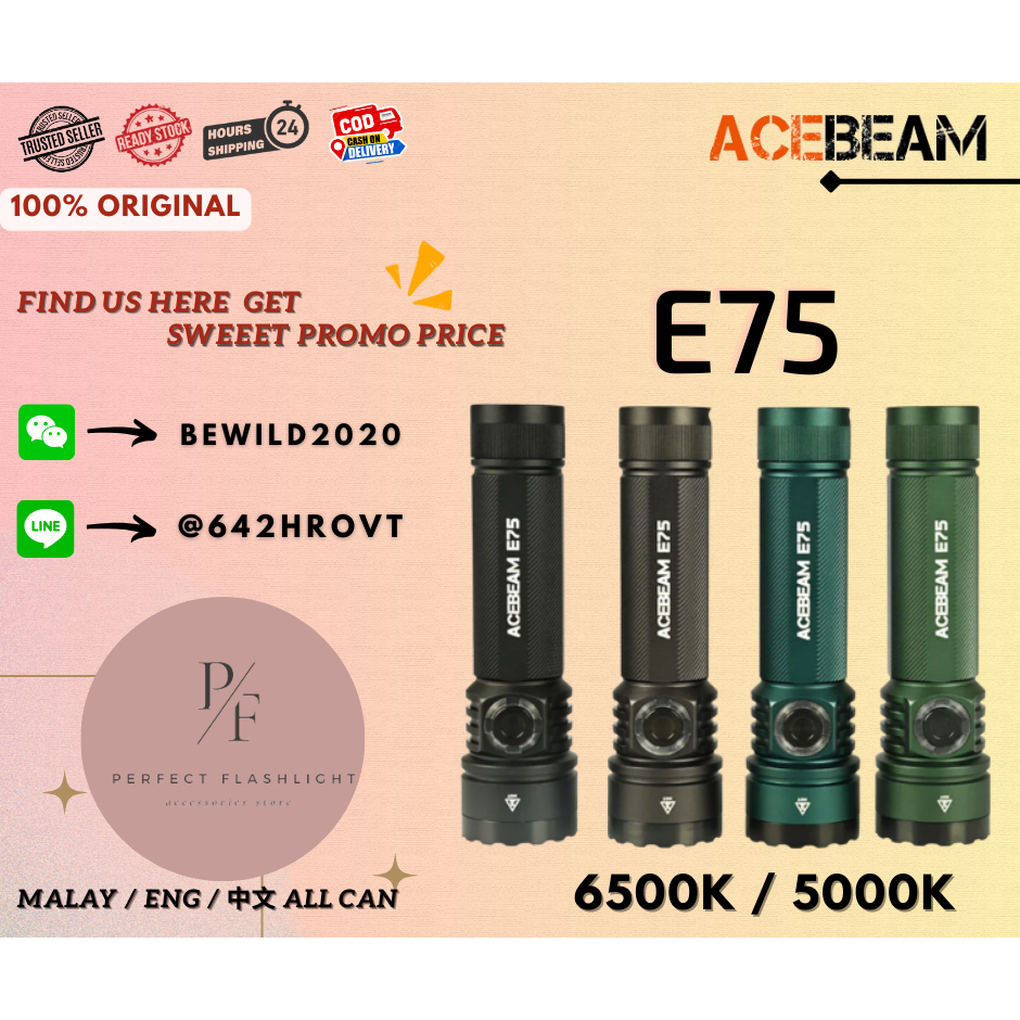 Perfect Flashlight Acebeam E75 6500K / 5000K | Shopee Philippines