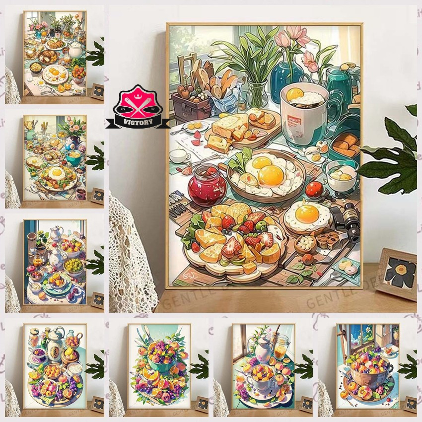 Victory gourmet food painting by number number painting canvas oil ...