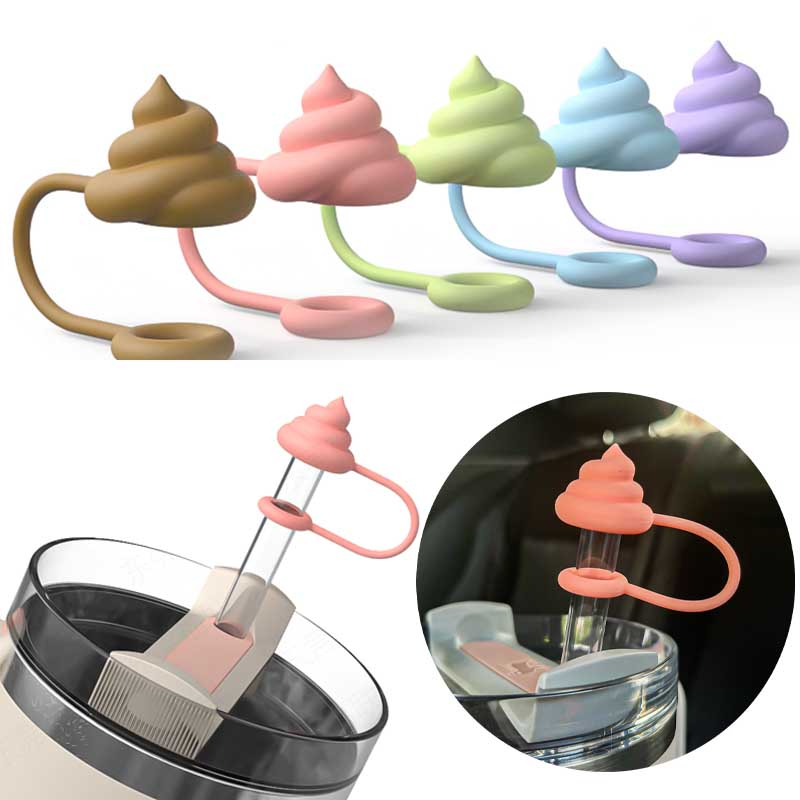 Tumbler Straw Covers Cap Funny Shape of Poop Straw Covers Straw ...