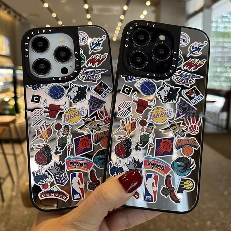 For iPhone 11/12/13/14/15/16 Pro Max Case NBA sticker silicone Case For iPhone 11,12,13,14,15 ...