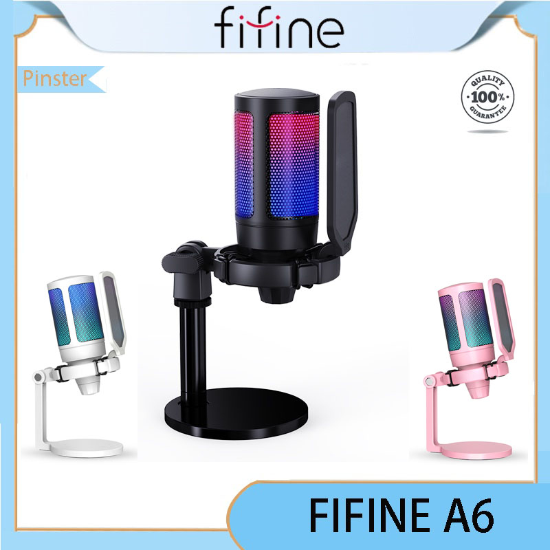 FIFINE A6 AmpliGame RGB Gaming USB Microphone for PC PS Mac with sound ...