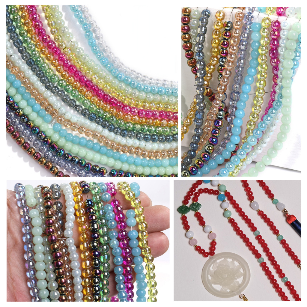 Hot Sell 6mm Round Shiny Crystal Glass Beads Multi Colors Necklace ...
