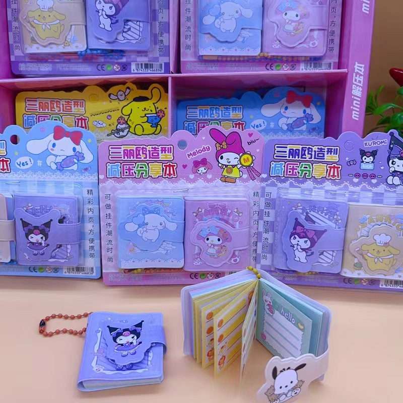 4 styles Sanrio Anime Mini Notebook Set Cinnamoroll Mymelody Kuromi Pom ...