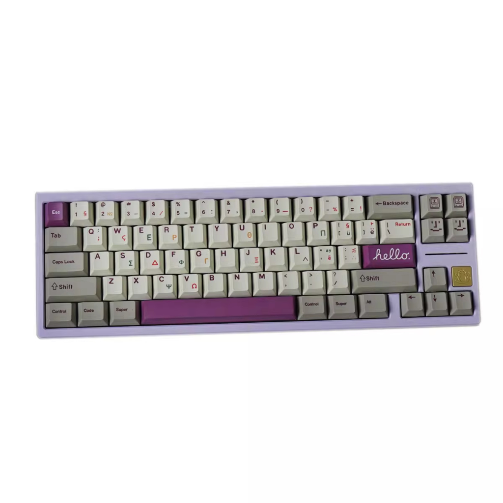 Retro Purple Greek Keycaps, 147 Keys PBT Keycaps Cherry Profile DYE-SUB ...