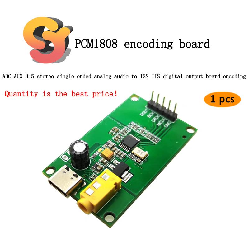 [Ready Stock Supply] PCM1808 Coding Board ADC AUX 3.5 Stereo Single-Ended Simulation Audio to ...