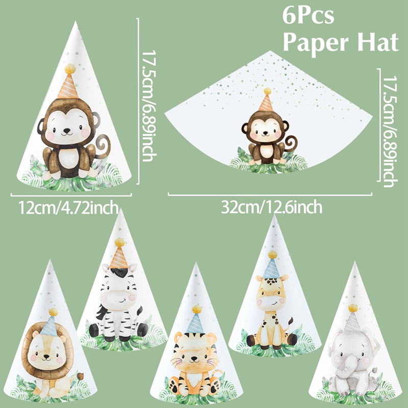 6pcs/set Funny Monkey Paper Hat Jungle Safari Party Decorations Kids ...