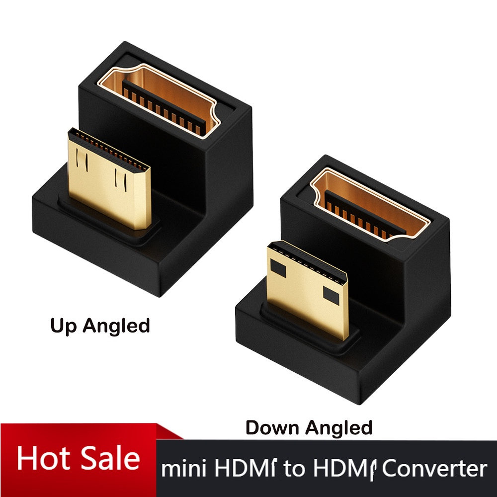 360 Degree Angled U-shaped L Converter Mini HDM Male to HDMI-compatible 2.1V Female Extension 4K ...