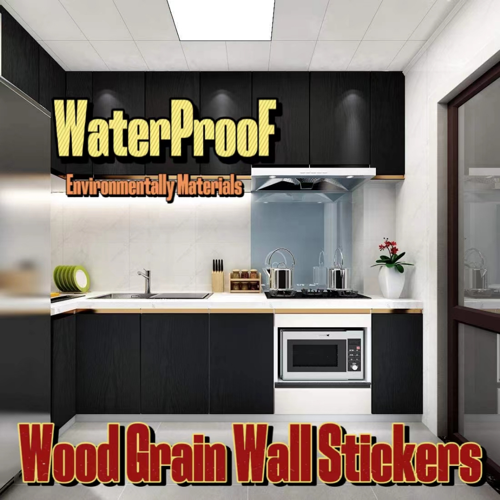 White And Black Wood Grain Self Adhesive Wallpaper Waterproof PVC Vinyl ...