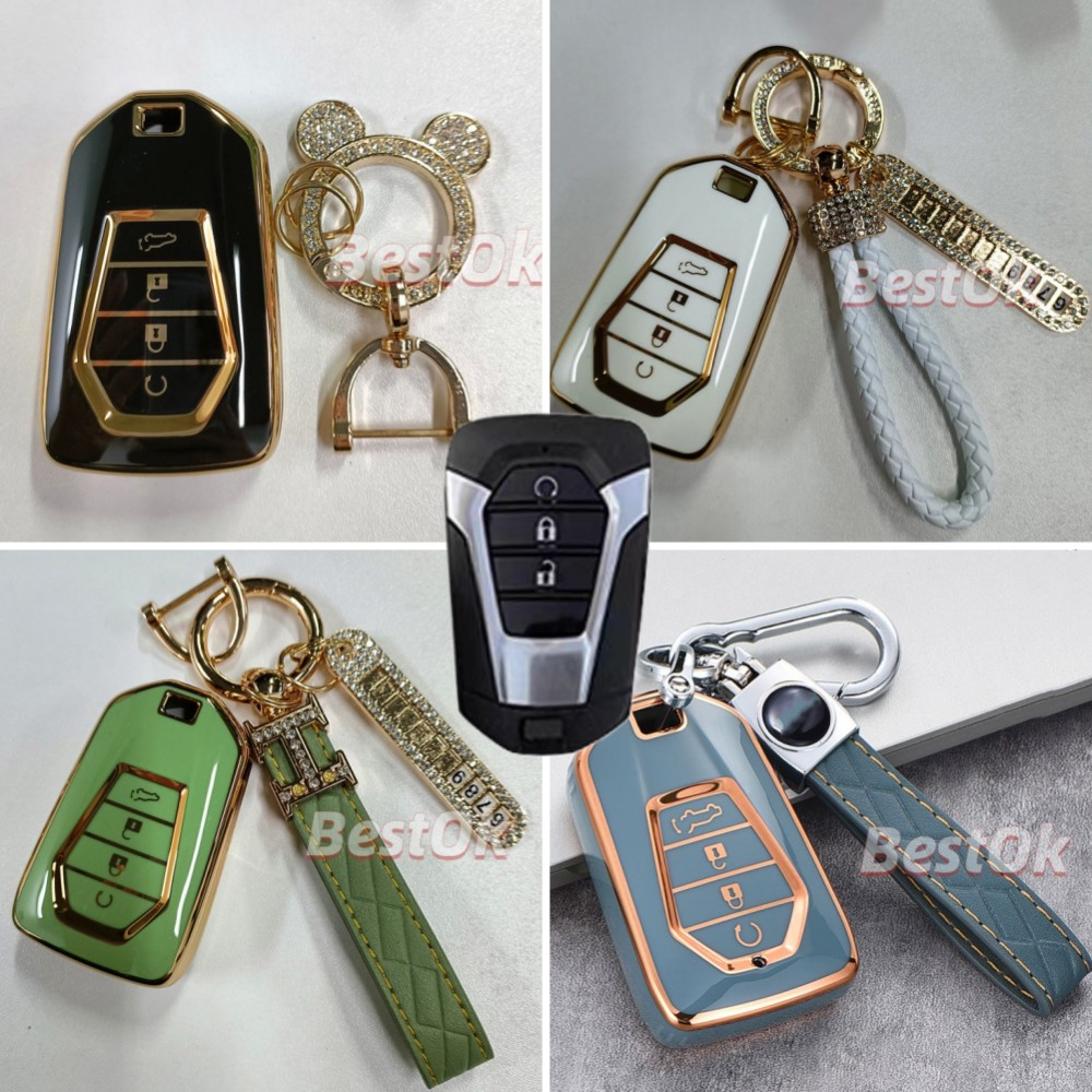 4 Buttons Soft TPU Car Key Case Cover with keychain For ISUZU X Series ...