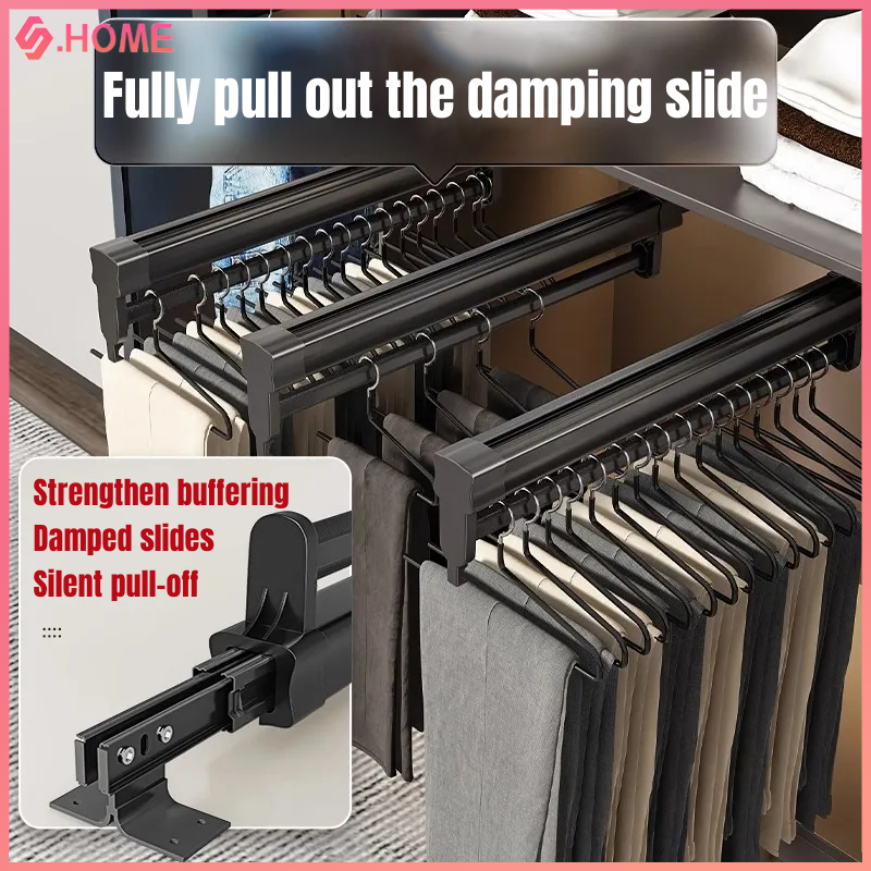 Multifunctional household pull-out trouser rack wardrobe with built-in ...
