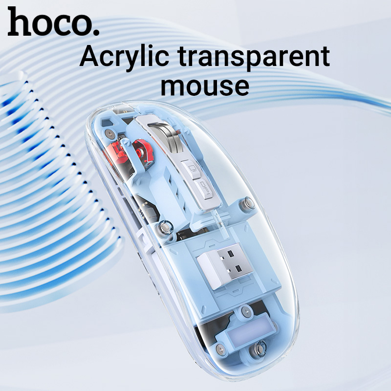 HOCO M7 Transparent Wireless Bluetooth Gaming Mouse / Office Mouse With ...