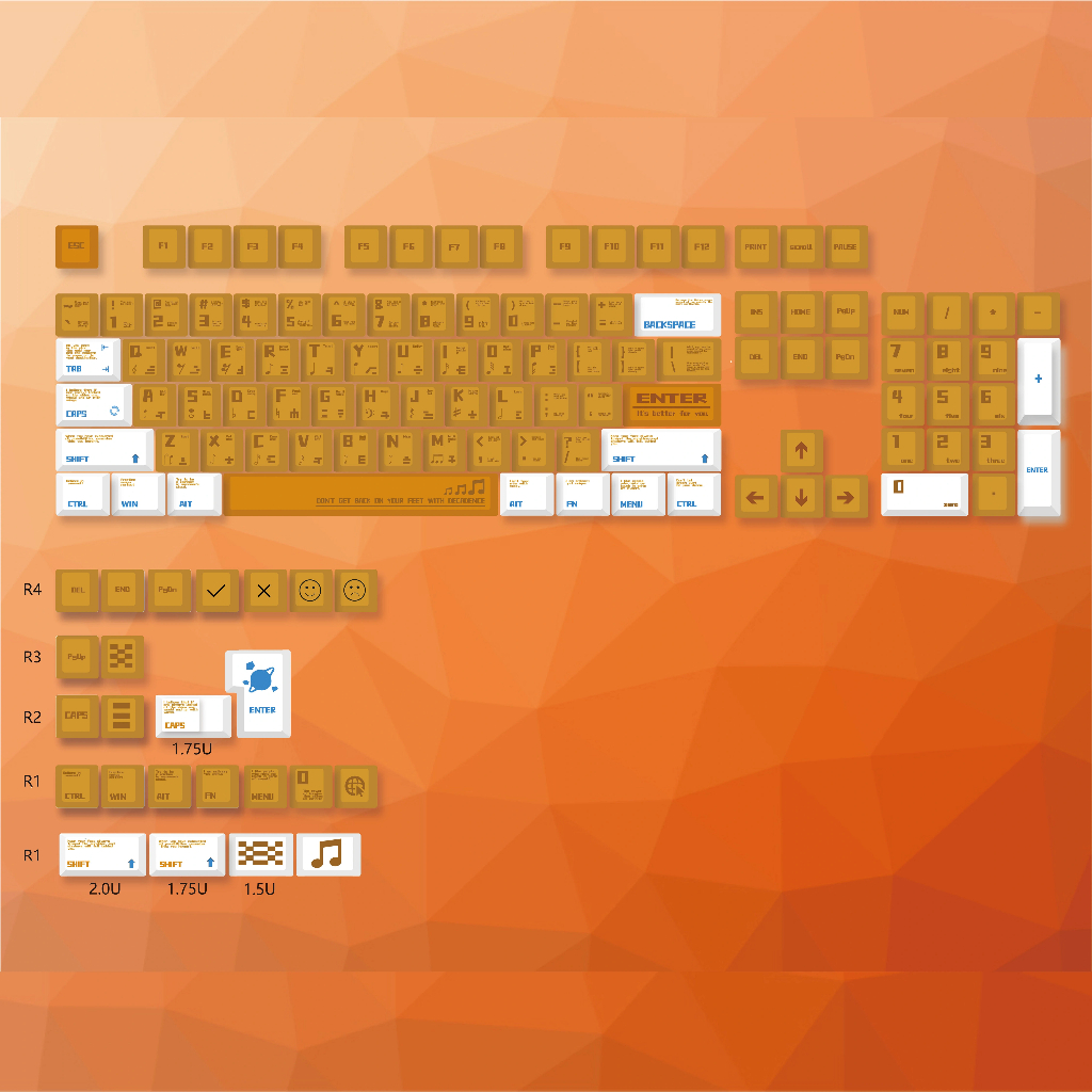 Orange Sound Keycap 128 key PBT Keycaps Cherry Profile DYE-SUB ...