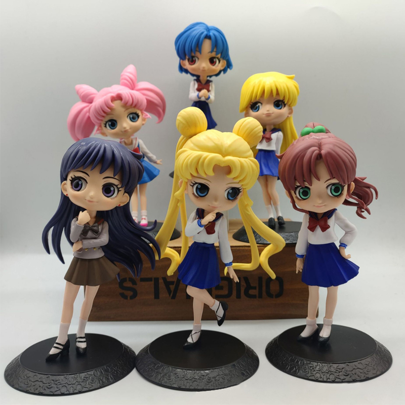 6Pcs/Set Anime Sailor Moon Figure Tsukino Usagi Chibiusa Mizuno Ami ...
