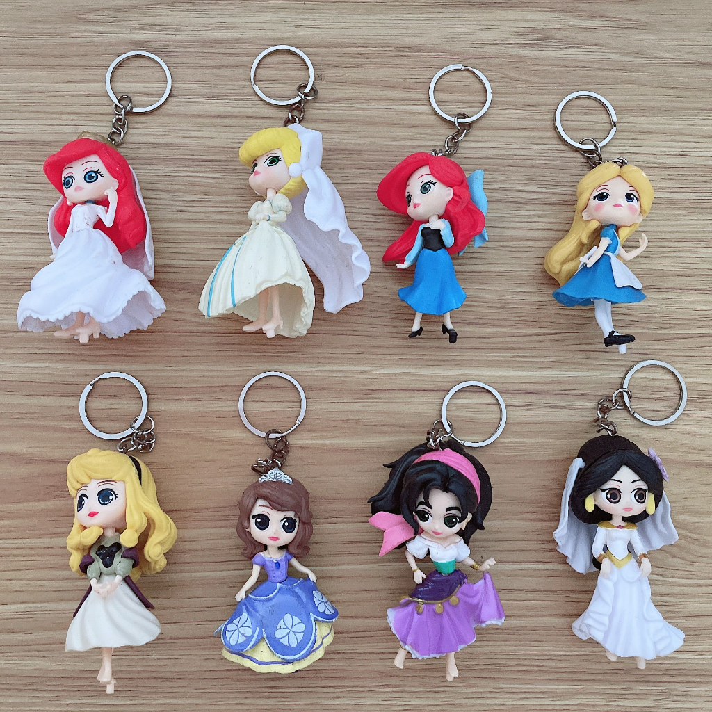 8Pcs/Set 7cm Disney Princess Keychain Anime Cartoon Cute Figure Snow ...
