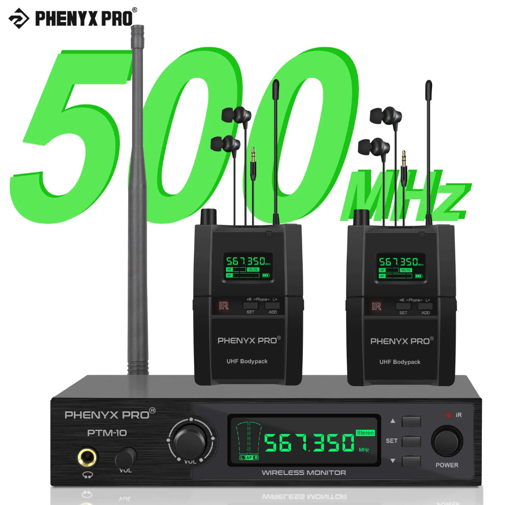 Phenyx Pro PTM-10B Wireless in Ear Monitor System True Stereo UHF IEM ...