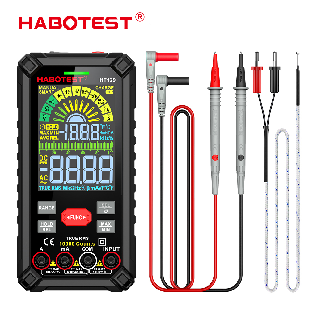 HABOTEST HT129 Digital Multimeter Auto Range True RMS AC DC NCV Voltage ...