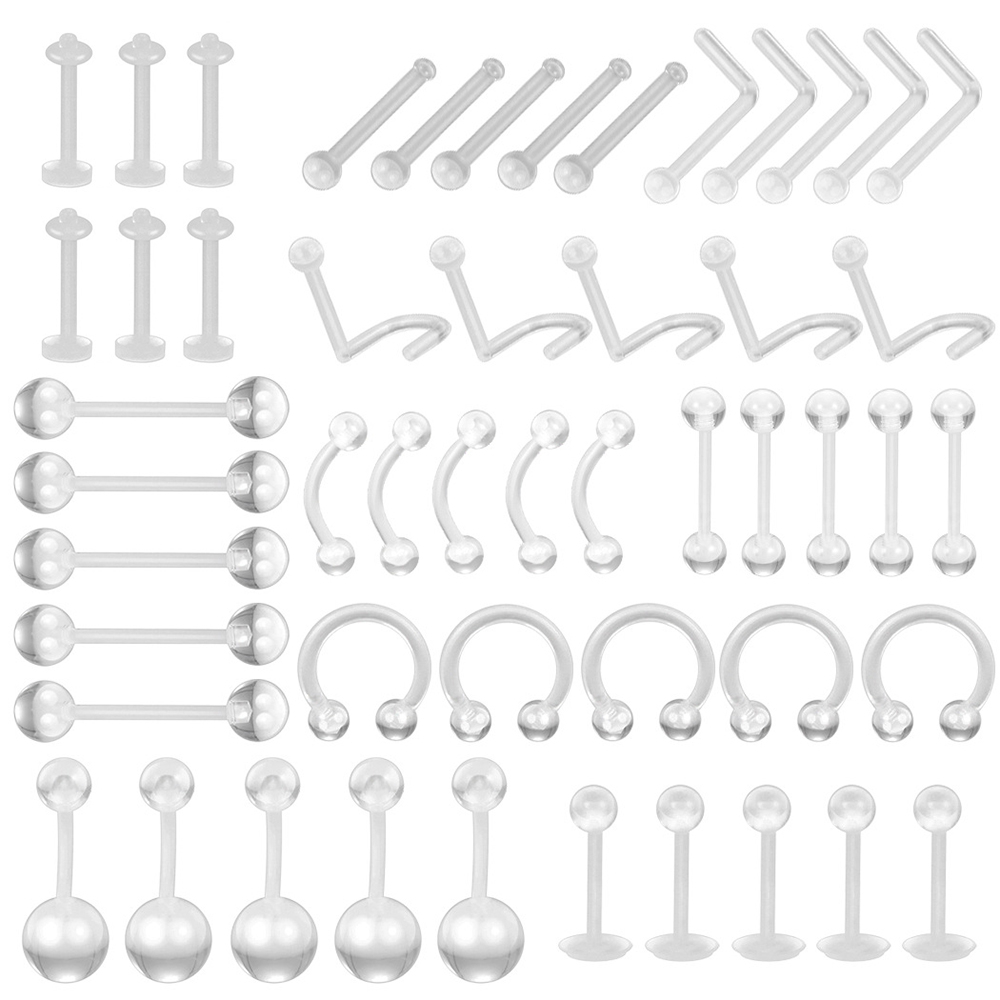 3pcs/lot Acrylic Invisible Nose Septum Piercings Clear Labret piercing ...