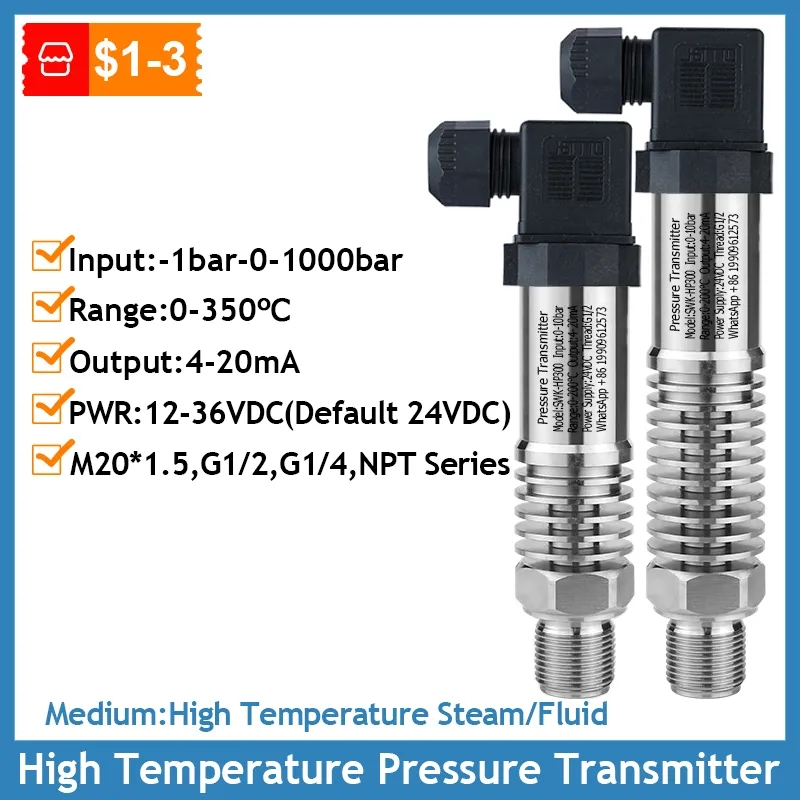 High Temperature Resistant G1/4 Pressure Transmitter 0-350℃ Boiler ...