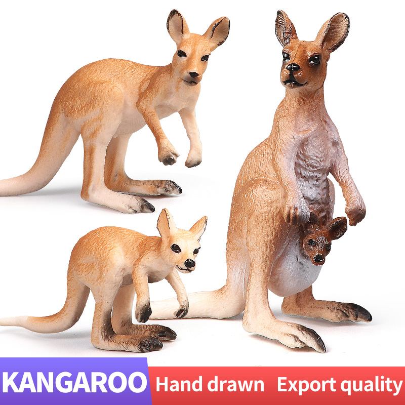 Solid Simulation Wild Animal kangaroo Model Action Figures Miniature Educational Collector ...