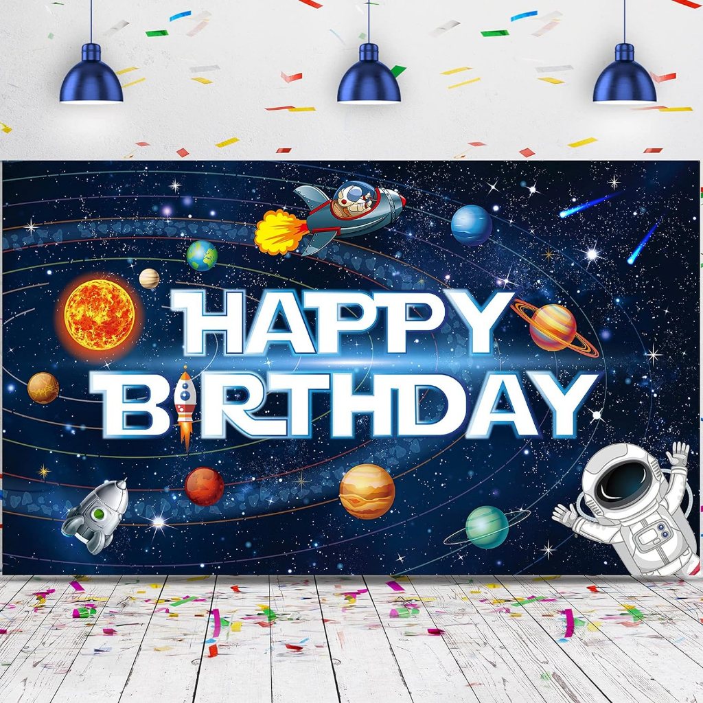 7x5ft Outer Space Happy Birthday Photography Background Solar System ...