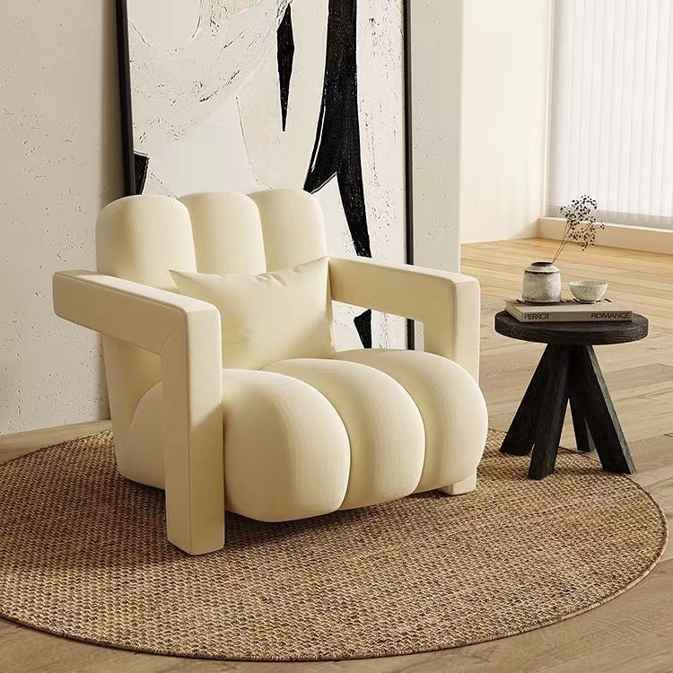 Cream Style Single Sofa Small Apartment Living Room Leisure Lazy Sofa ...