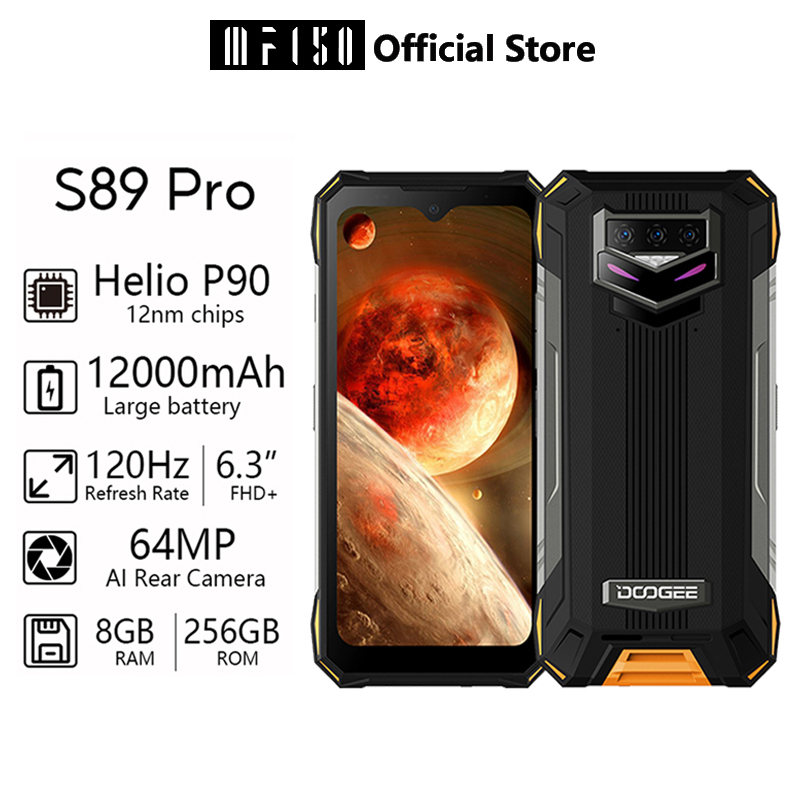 DOOGEE S89 Pro Rugged Phone 8GB+256GB 65W 12000mAh Helio P90 64MP Camera Rugged Smartphone ...